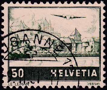 1941, Flugpost Nr. F29.PA gestempelt, ABART: Weisses Dach (Gebraucht) in Aesch BL für CHF 18 ...