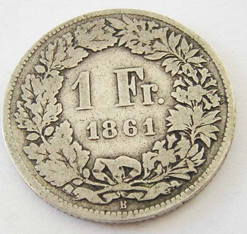 1861 A, 1 Franken, Silber, Sitzende Helvetia | Kaufen auf Ricardo
