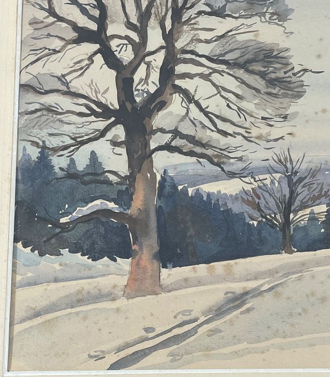 Henri Louis Aragon (1909-2001) Aquarell - Winterlandschaft | Kaufen auf Ricardo