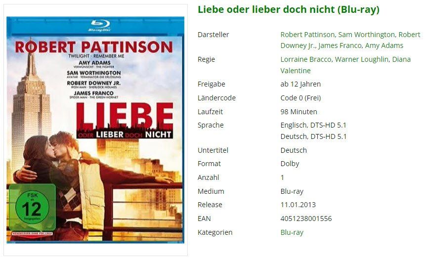 Liebe oder lieber doch nicht (Blu-ray) (Gebraucht) in Buchrain für CHF ...