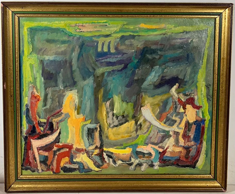 Russische Abstrakte Ölgemälde mit Personen, Unl. Signiert (Gebraucht) in Root für CHF 54 – mit ...