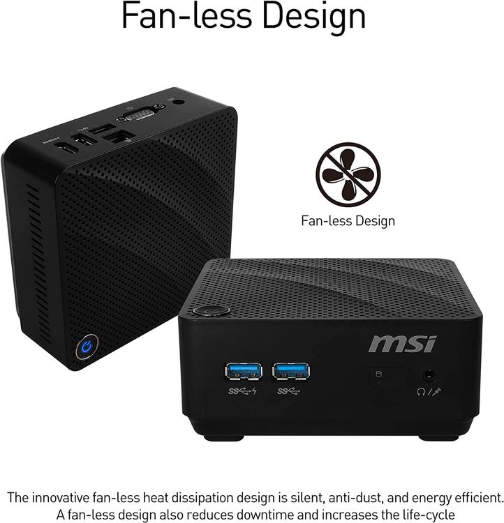 MSI Cubi N Fanless Barebone 1TB SSD, Office 2019, Windows 11 (Neu ...
