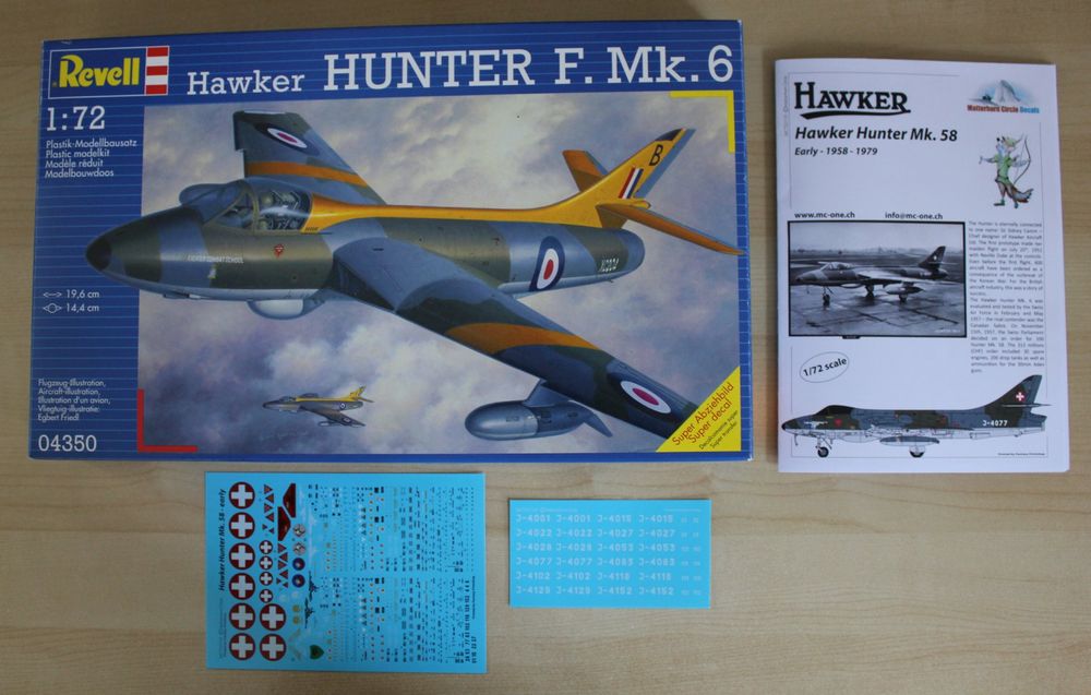 Set 1:72 - Hawker Hunter plus Decals Hunter Swiss AF (Neu und ...