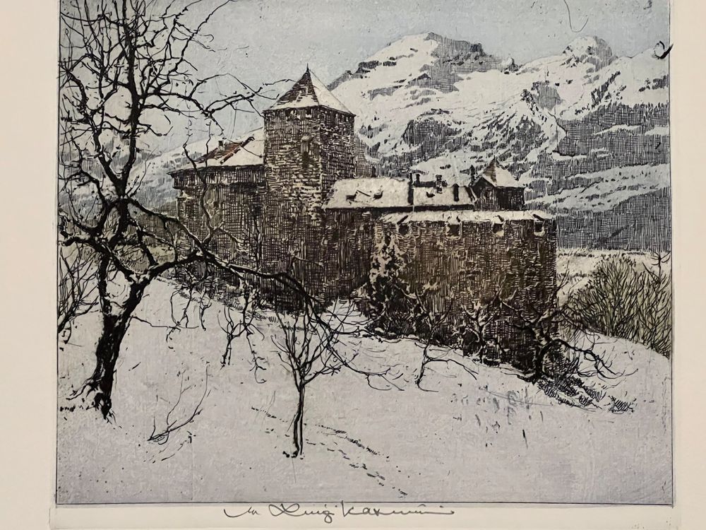 Radierung Luigi Kasimir Schloss Vaduz Liechtenstein original (Gebraucht) in Vaduz für CHF 50 ...