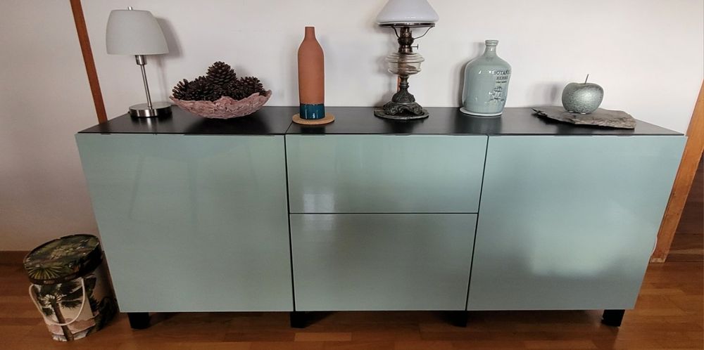 Sideboard Besta Schwarzbraun - Front grau-grün/schlamm | Kaufen auf Ricardo