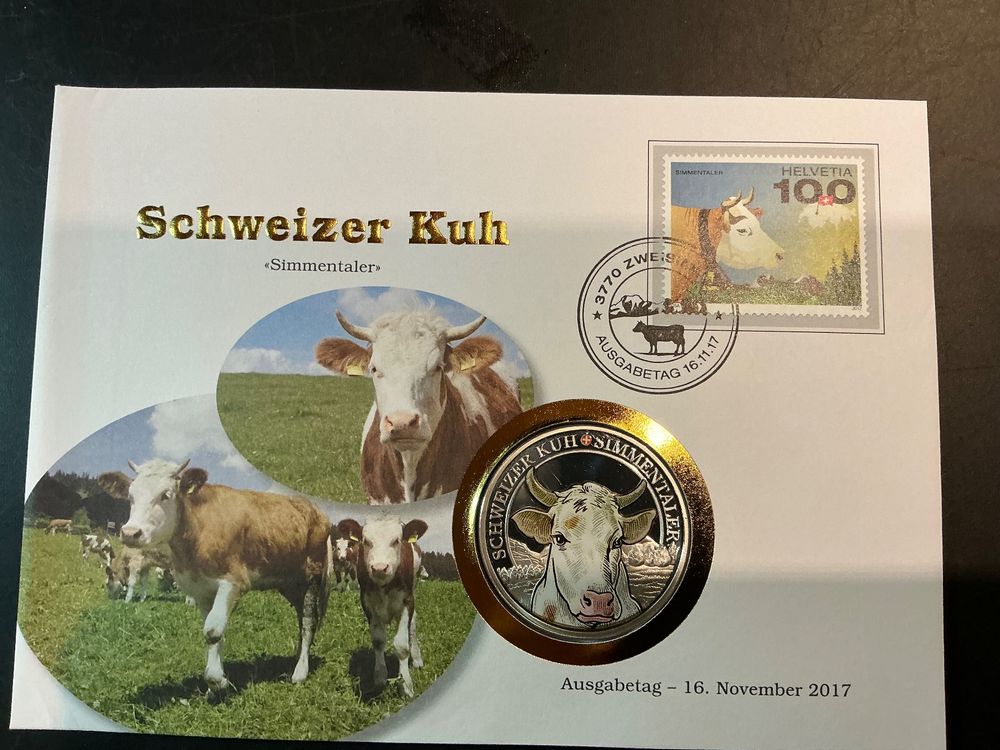 Numisbrief Simmentaler Kuh mit Gedenkmünze 2017, Top Zustand | Kaufen auf Ricardo