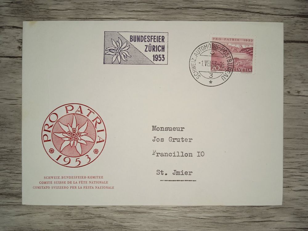 TR16 Enveloppe + Timbre Suisse 1953 | Acheter sur Ricardo