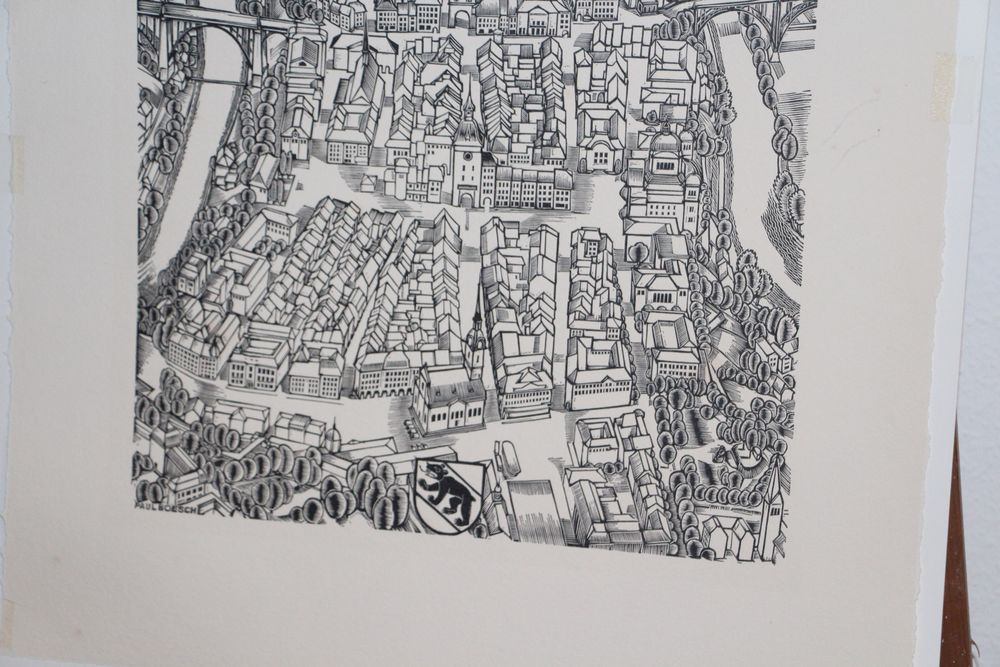 Paul Boesch - Lithographie, Ansicht Stadt Bern (Gebraucht) in Basel für ...