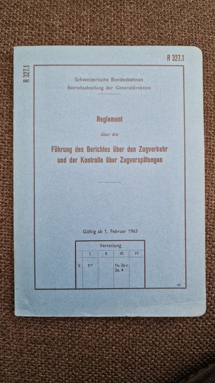Reglement | R327.1 Berichtes über den Zugverkehr | Kaufen auf Ricardo