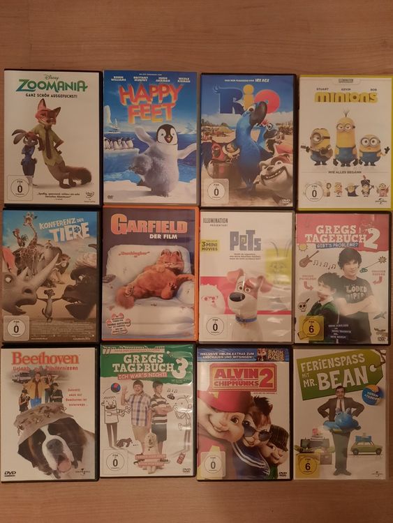 12 DVD Kinderfilme wie Alvin, Mr. Bean, Minions, Zoomania... (Gebraucht) in Grenchen für CHF 1 ...