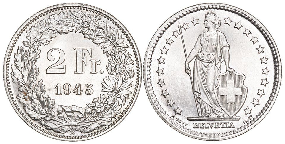 2 Franken von 1945 (Stempelglanz) | Kaufen auf Ricardo