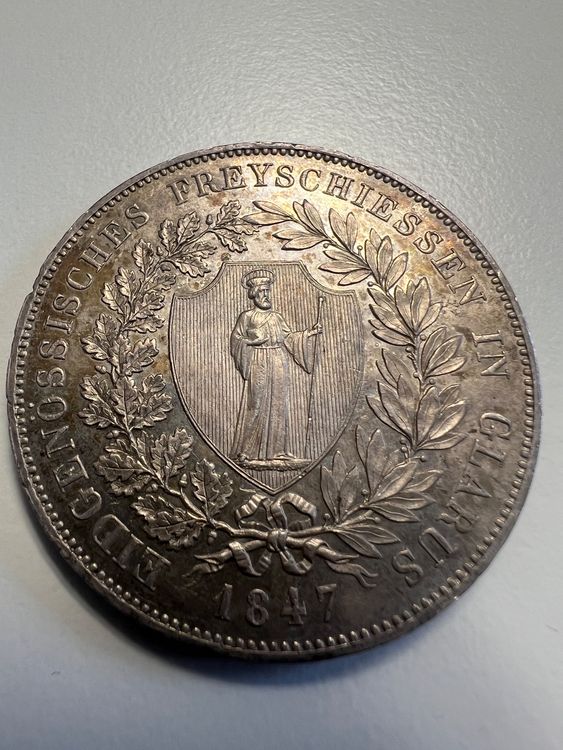 Eidgenössischer Schützentaler 40 Batzen 1847 Glarus (Gebraucht) in Schaffhausen für CHF 1690 ...
