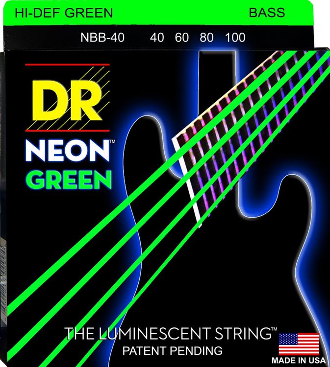 DR Electric Bass Strings, NEON Green 4-String 40-100 (Neu und ...