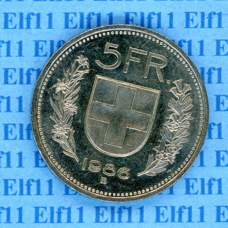 CHF___5.00 1986 -unz 5 Franken (Gebraucht) in Widnau für CHF 18 – mit Lieferung auf Ricardo kaufen