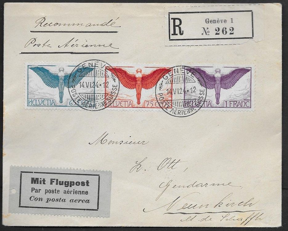 1924 R/Brief ZH-GENÈVE Flugpost-Frankatur hochwertig ab 1.- (Gebraucht) in Zürich für CHF 31 ...