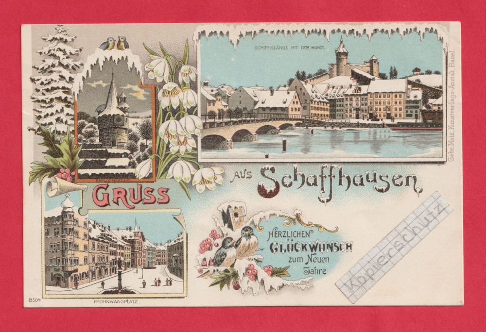 Gruss aus Schaffhausen (SH) Winter-Litho (ev. Neujahr 1898) (Gebraucht) in Zürich für CHF 35 ...