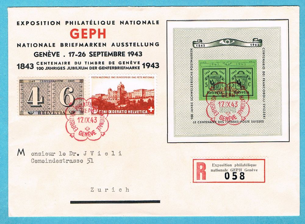 Genfer Block W18 auf off.R-Umschlag ET 17.IX.43 ! Ab Fr.1! (Gebraucht) in Seedorf für CHF 7 ...