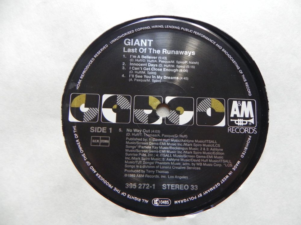 LP USA Hardrock Heavy Band Giant 1989 Last of the Runaways (Gebraucht ...