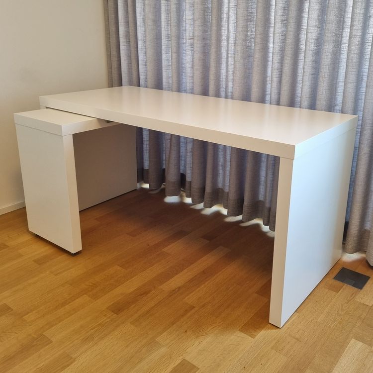 Office Desk Malm w/Pull-out Leaf - White - Ikea | Kaufen auf Ricardo