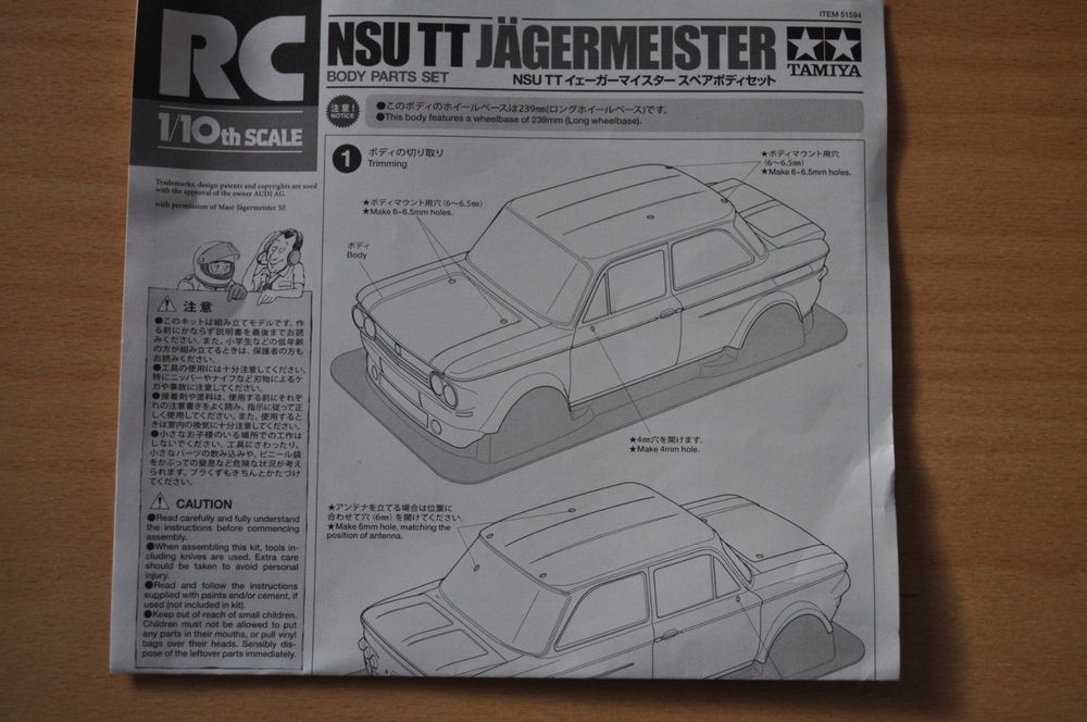TAMIYA NSU TT Jägermeister Body Part Set 1:10 Radstand 239mm | Kaufen ...