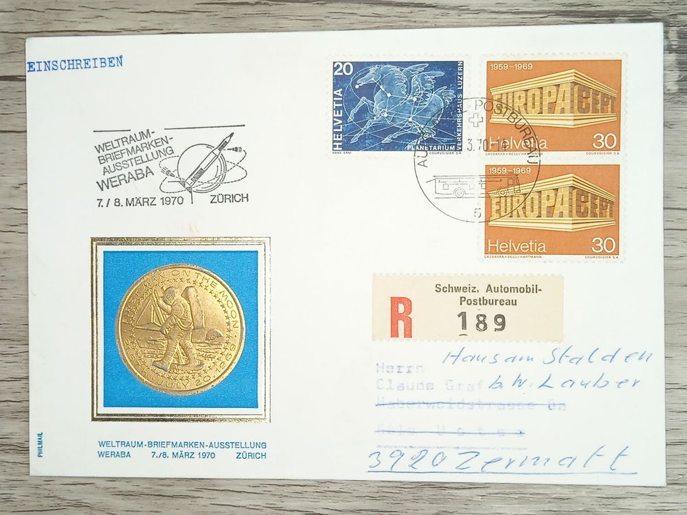 TR17 Enveloppe + Timbre Suisse 1970 (Gebraucht) in Cousset für CHF 0.85 – mit Lieferung auf ...