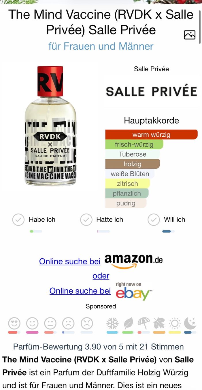 Salle Privée The Mind Vaccine Abfüllung EDP 2ml.. Unisex (Neu und ...