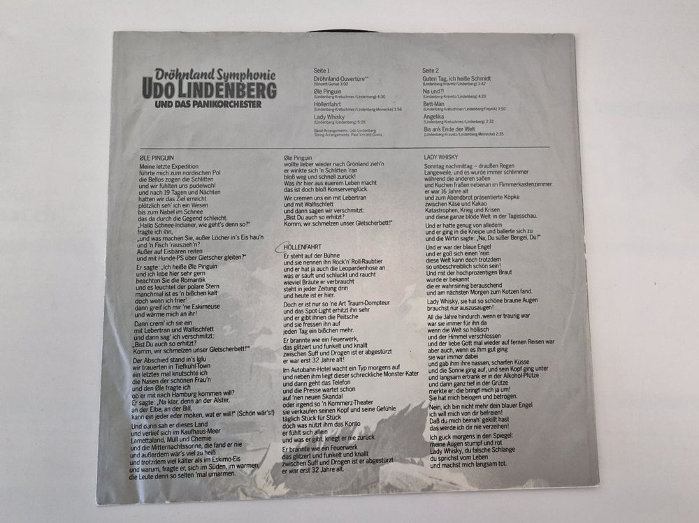 UDO LINDENBERG UND DAS PANIKORCHESTER LP (Gebraucht) in Muhen für CHF 1 ...
