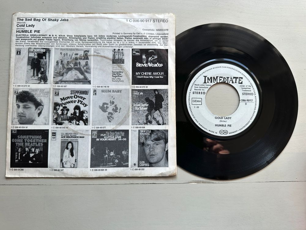 HUMBLE PIE tolle Single The sad bag MARRIOTT FRAMPTON PETE (Gebraucht ...