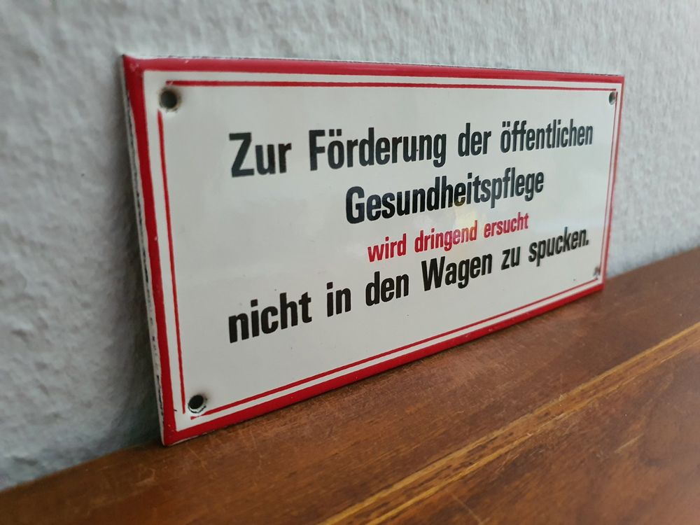 Emailschild Verboten spucken Bahn Zug Tram Emaille Schild | Kaufen auf Ricardo