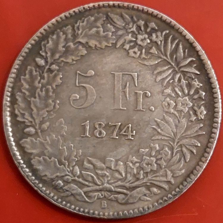 5 Franken 1874 B ohne Punkt (Replica) (Gebraucht) in Arch für CHF 8 ...