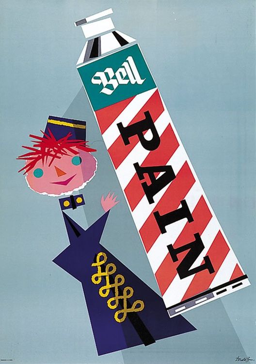 Vintage Plakat Bell Pain von Donald Brun von 1956 (Gebraucht) in ...