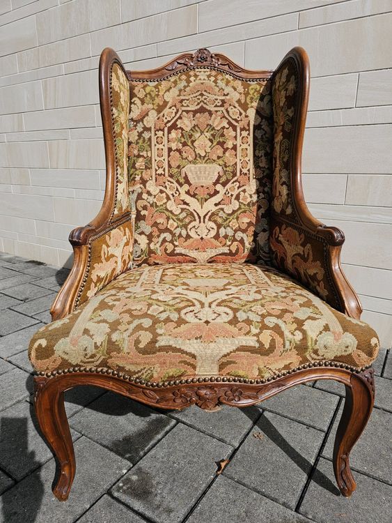 Gobelin Sessel Stuhl Holz massiv antik vintage 117cm (Gebraucht) in Küsnacht ZH für CHF 95.8 ...