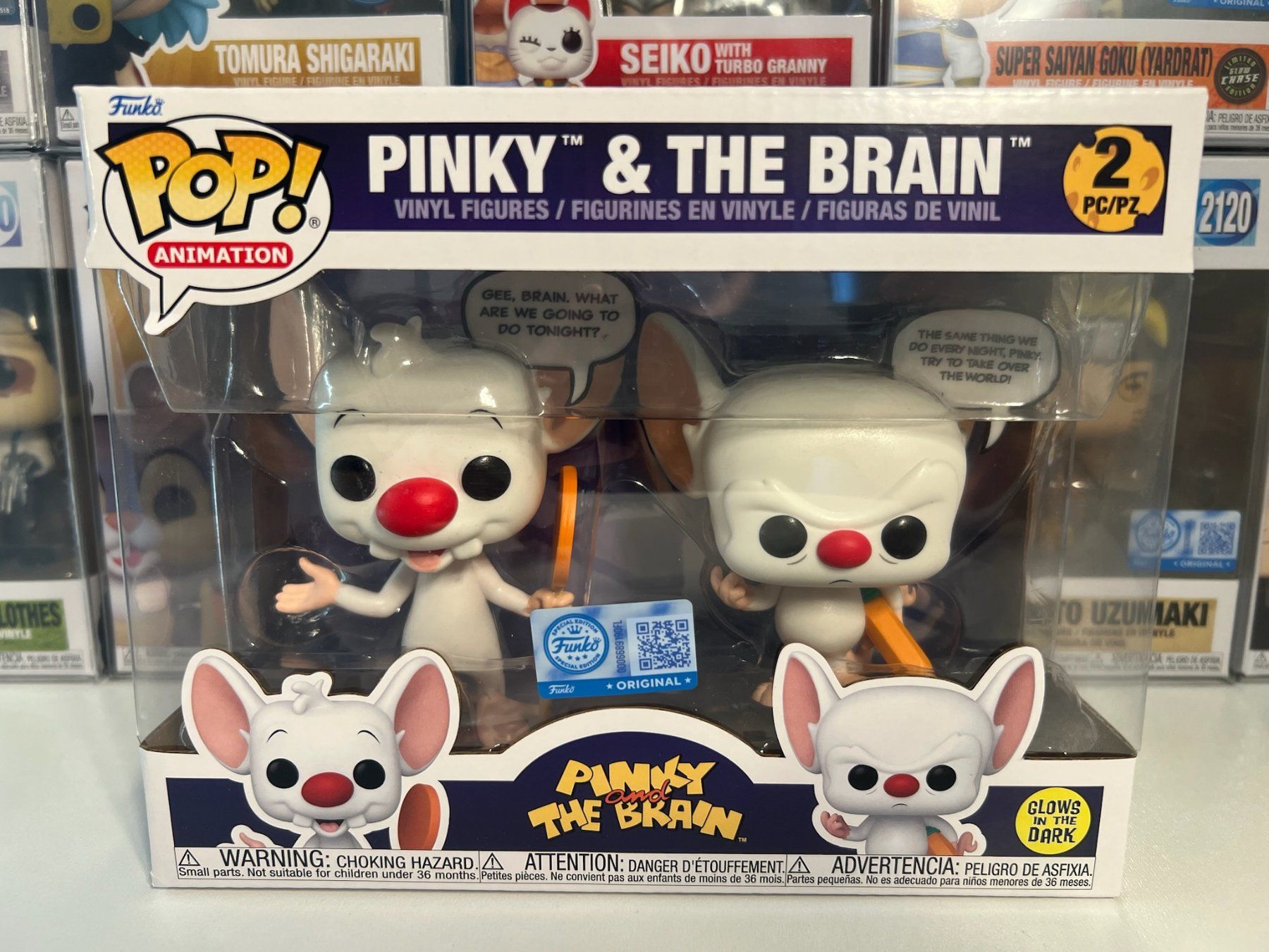 Funko POP! 2-Pack Pinky and The Brain Edition Limitée Glow (Neu und ...