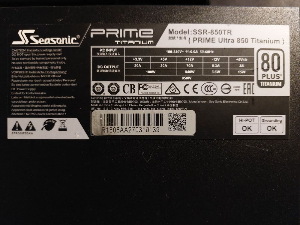 Seasonic PSU 850W Prime Titanium SSR-850TR 80 Plus Titanium | Kaufen ...