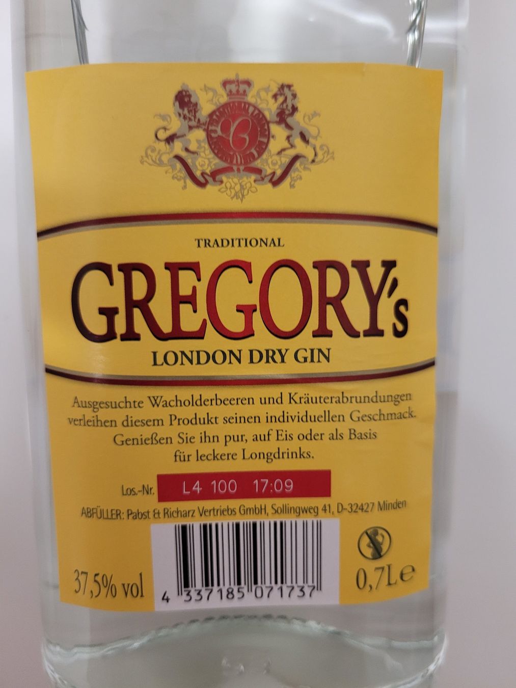 3 x Gregory's London Dry Gin (Neu und originalverpackt) in Luzern für ...