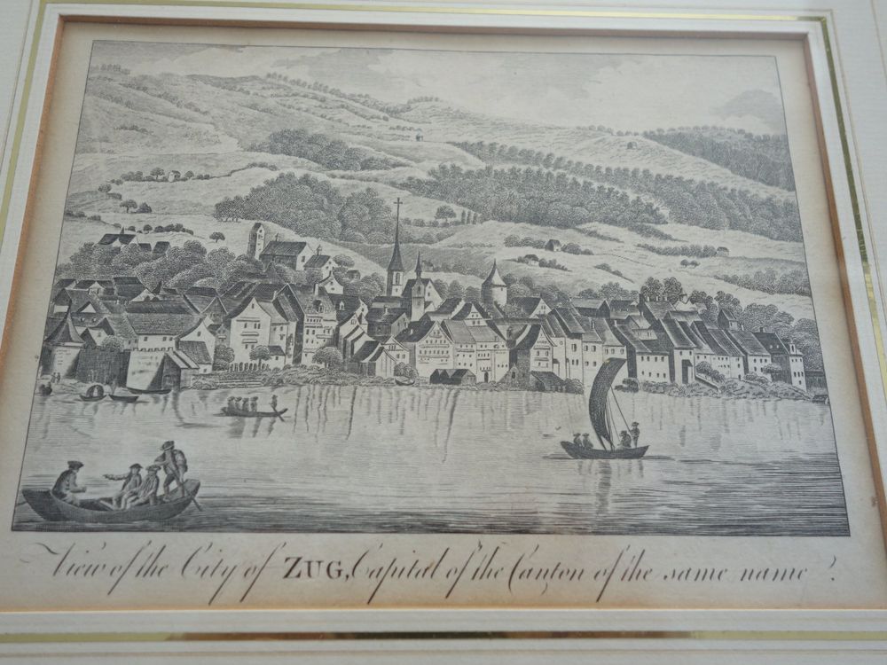 ZUG - antiker Kupferstich - VOM SEE HER MIT SCHIFFEN (Gebraucht) in Ibach für CHF 38 – mit ...