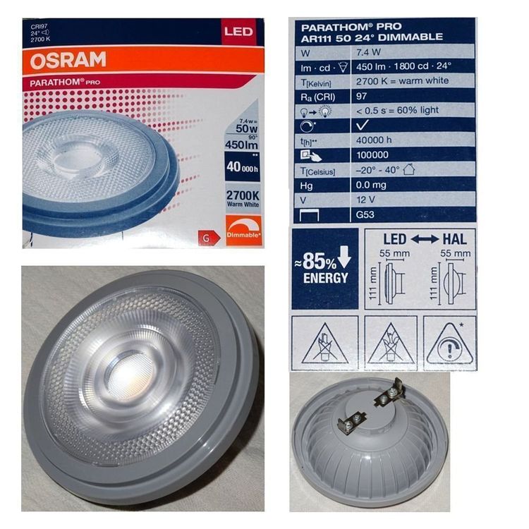 Parathom Pro LEDspot G53 AR111 7.4W 450lm 24D, 3stk | Kaufen auf Ricardo Parathom Pro LEDspot G53 AR111 7.4W 450lm 24D, 3stk | Kaufen auf Ricardo