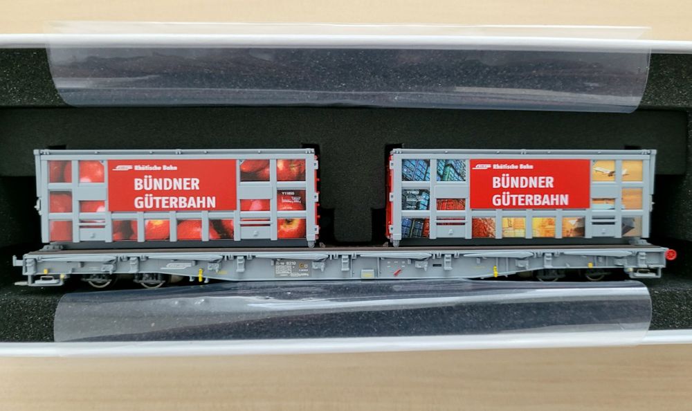 Bemo 2291120 RhB R-w 8210 Tragwagen "Bündner Güterbahn" H0m (Neu und originalverpackt) in ...