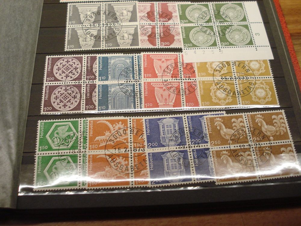 Satz Dauermarken 1973ET-o, 4erblocks, Kunst am Bau (Gebraucht) in Niederwil AG für CHF 3.8 – mit ...