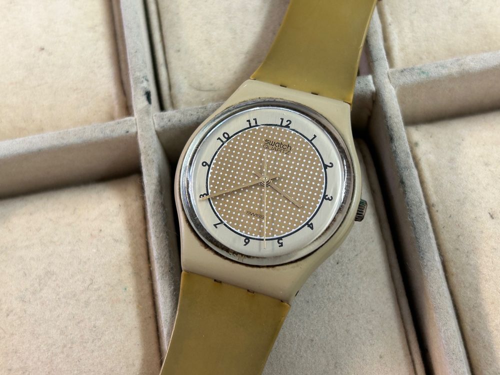 Montre Swatch vintage Golden Tan GT103 1983 fonctionne 34mm (Gebraucht ...