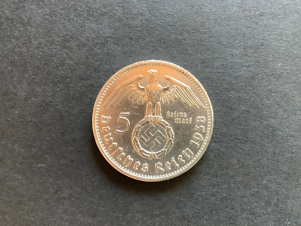 5 Mark 1938 A - Hindenburg - Silber - J.367 (Gebraucht) in Meiringen ...