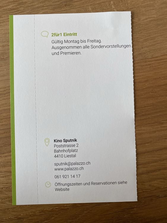2:1 Gutschein für Kinoeintritt in Liestal (Neu (gemäss Beschreibung)) in Liestal für CHF 1 – mit ...