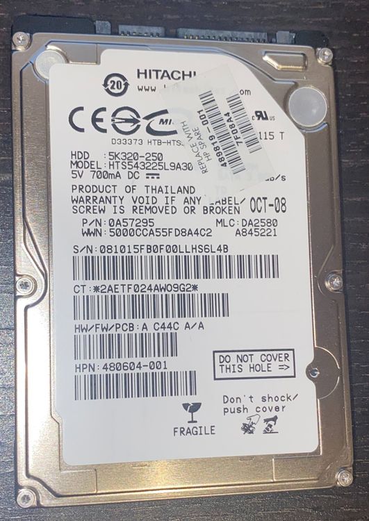 Hitachi 250GB HD, 2.5'', Notebook Hard Disk 2,5 Zoll, SATA2 | Kaufen ...