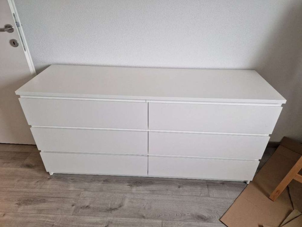 Ikea Malm Doppel-Kommode weiss mit 6 Schubladen | Kaufen auf Ricardo