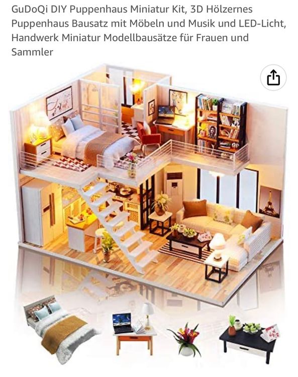 GuDoQi DIY Puppenhaus Miniatur Kit (Neu und originalverpackt) in Weesen ...