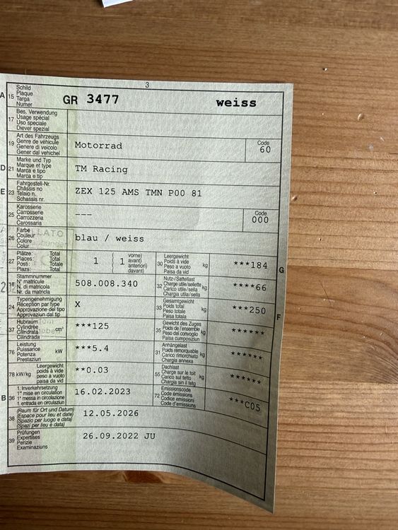 TM SMR 125 Supermoto 2 Takt (Neu (gemäss Beschreibung)) in Chur für CHF ...