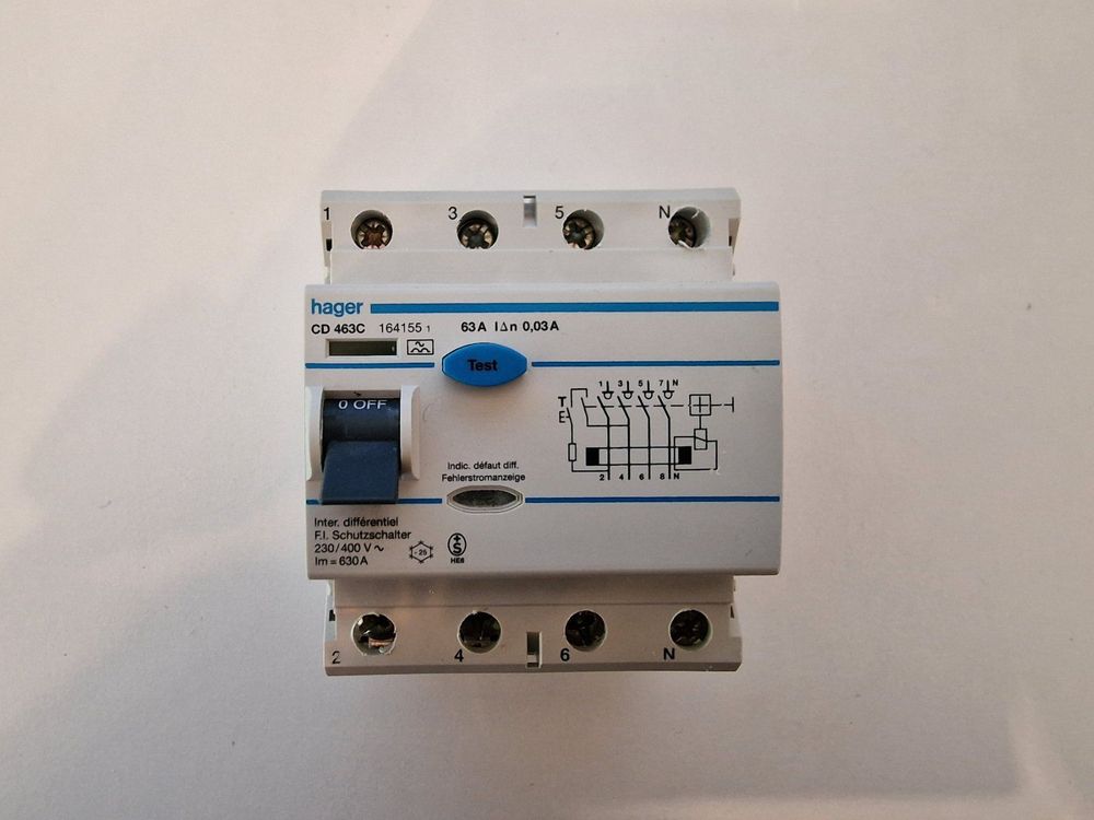 FI Schutzschalter Hager CD 463C, 4P, 63A, 30mA (Gebraucht) in Buchrain ...