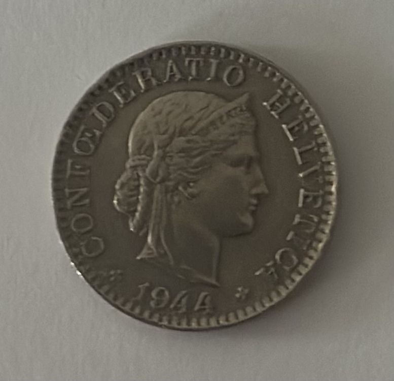 20 Rappen 1944 Helvetia Kopf Münze Schweiz Swiss (Gebraucht) in Malters für CHF 0.2 – mit ...