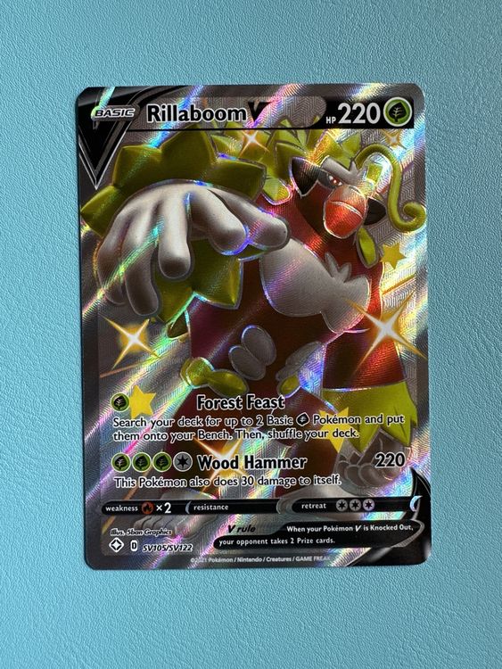 Pokemon Rillaboom V Shiny Top Karte selten Mega Artwork (Gebraucht) in ...
