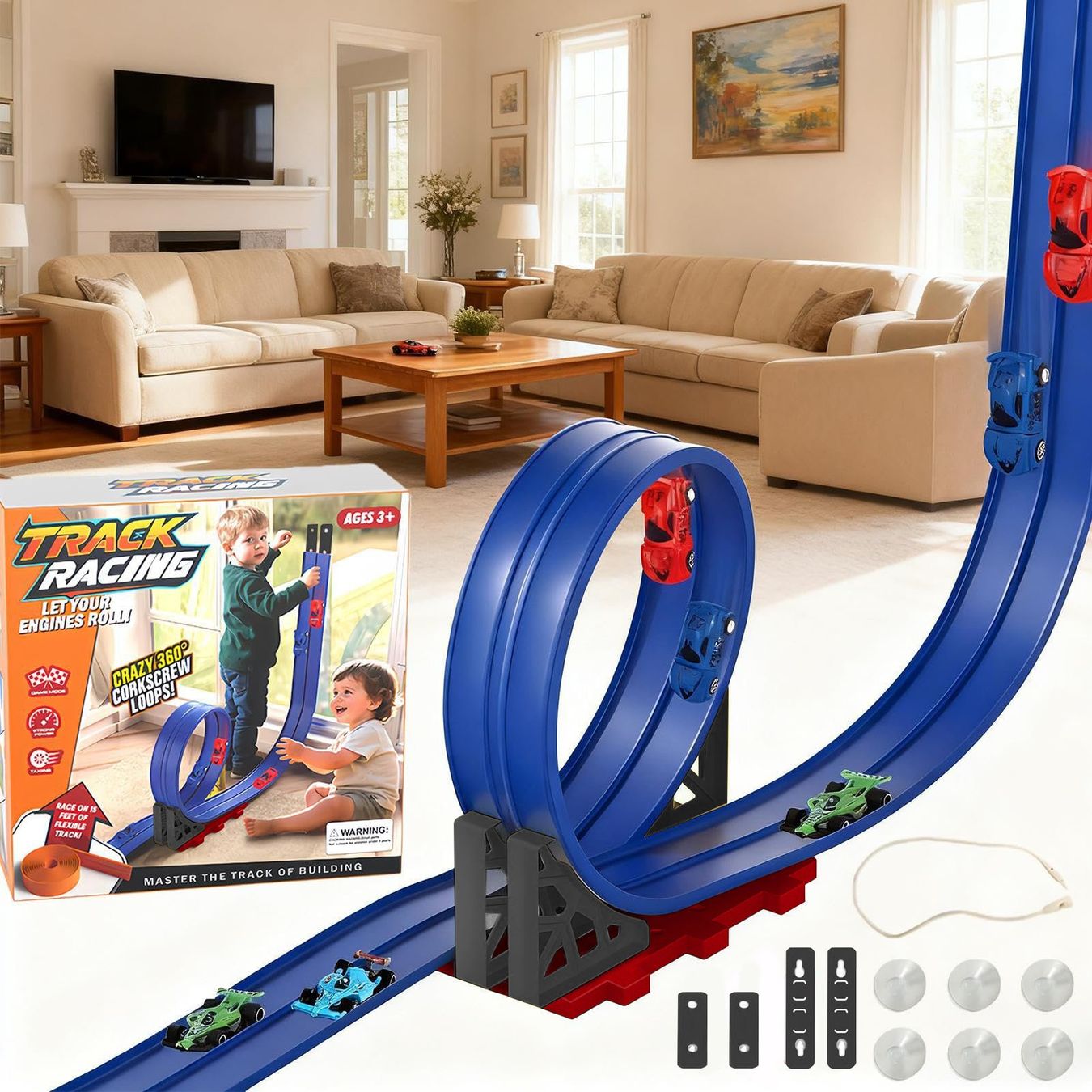 Flexible Autorennbahn Kinder 5 Meter Rennbahn Auto Spielzeug (Neu ...